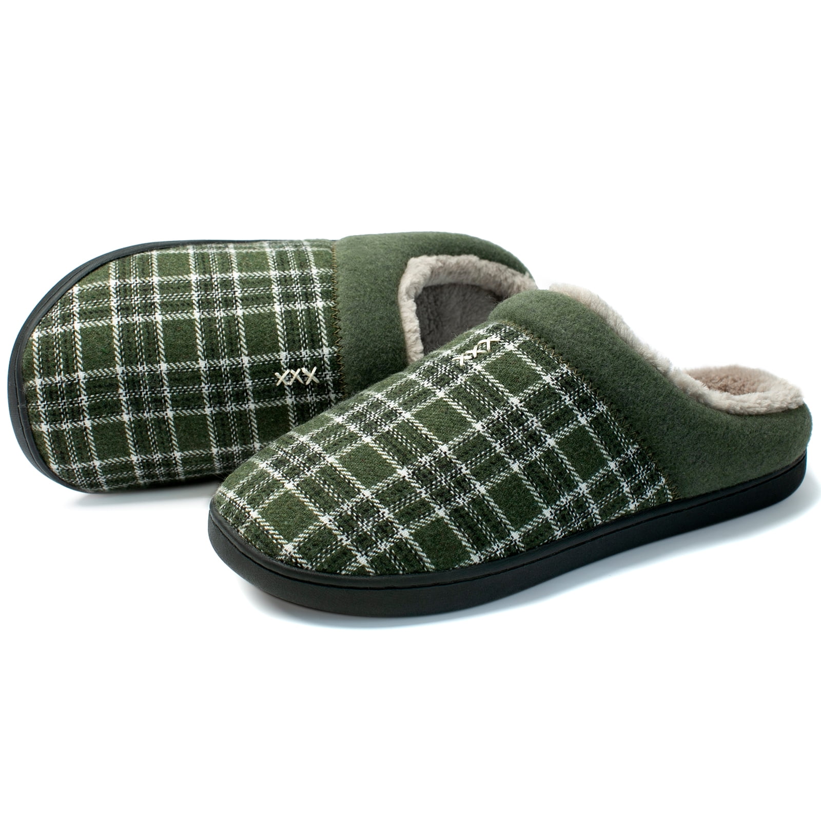 NeedBo Men's Memory Foam Slippers, Indoor/Outdoor, Soft Wool-Like ...