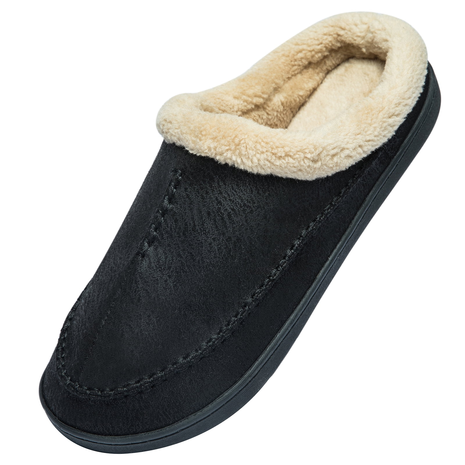 Needbo Men's Moccasin Slippers Fleece Fuzzy Lined House Shoes with ...