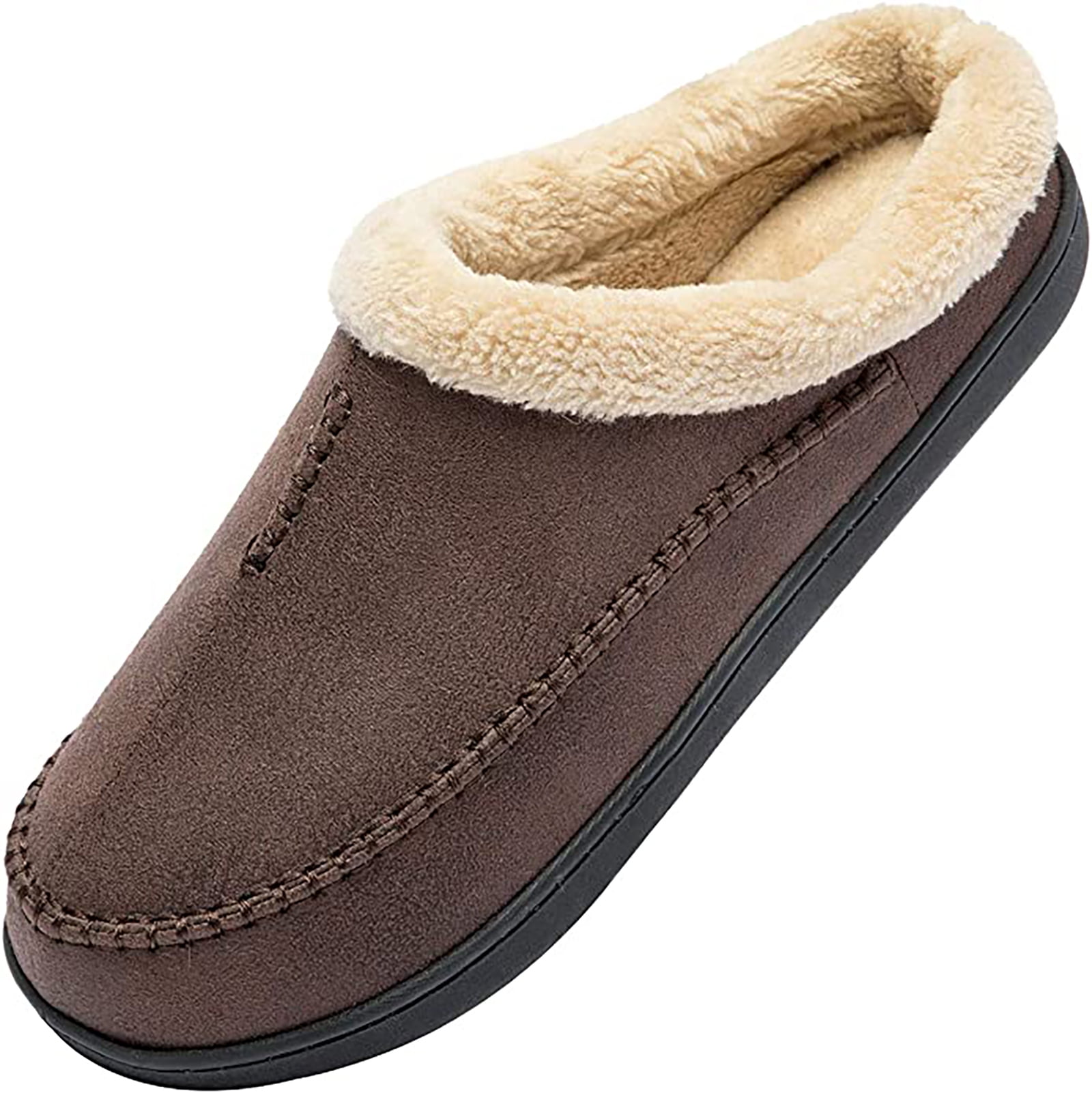 Needbo Men's Moccasin Slippers Fleece Fuzzy Lined House Shoes with ...