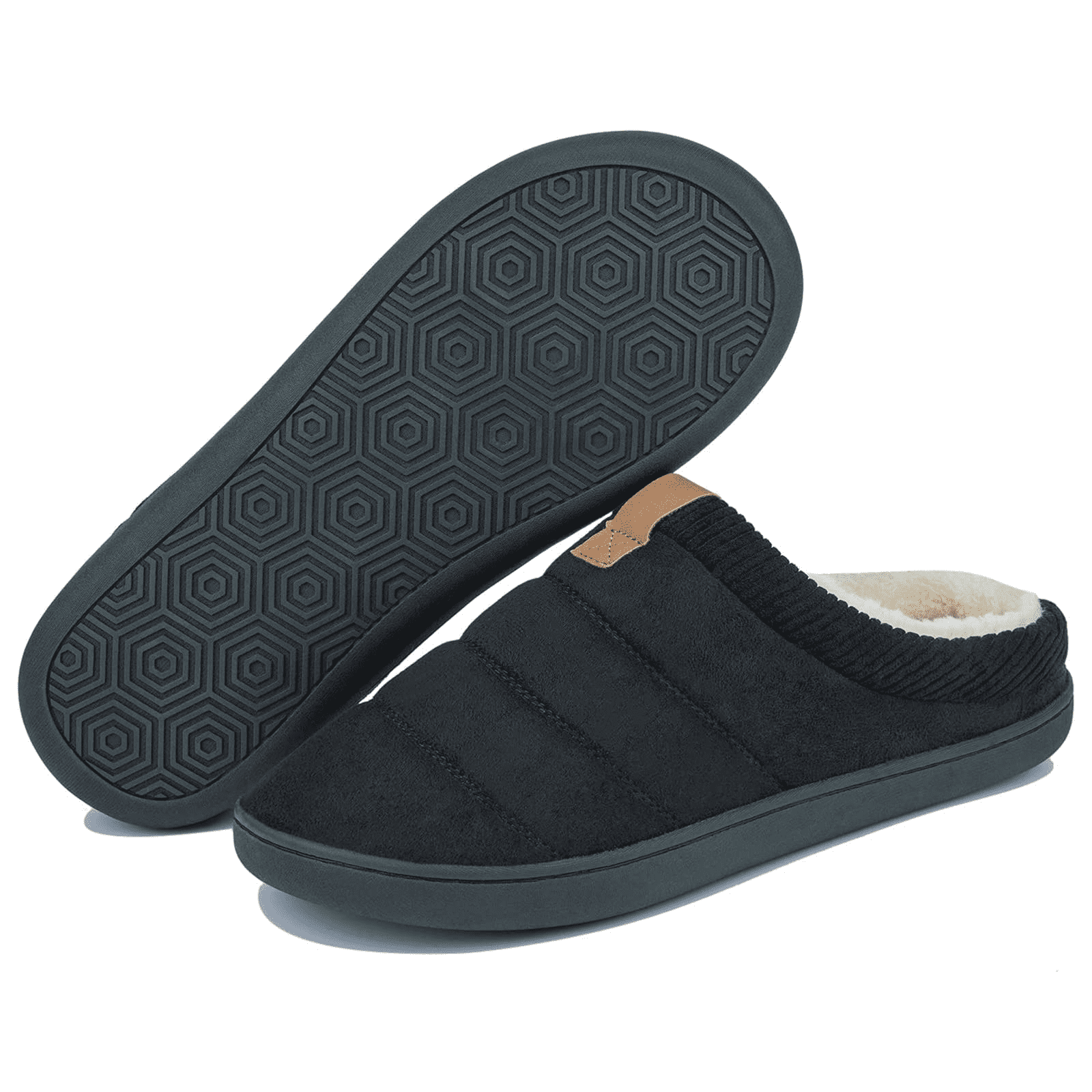 Needbo Men's Slippers Memory Foam Suede Plush Shearling Lined Slip On ...