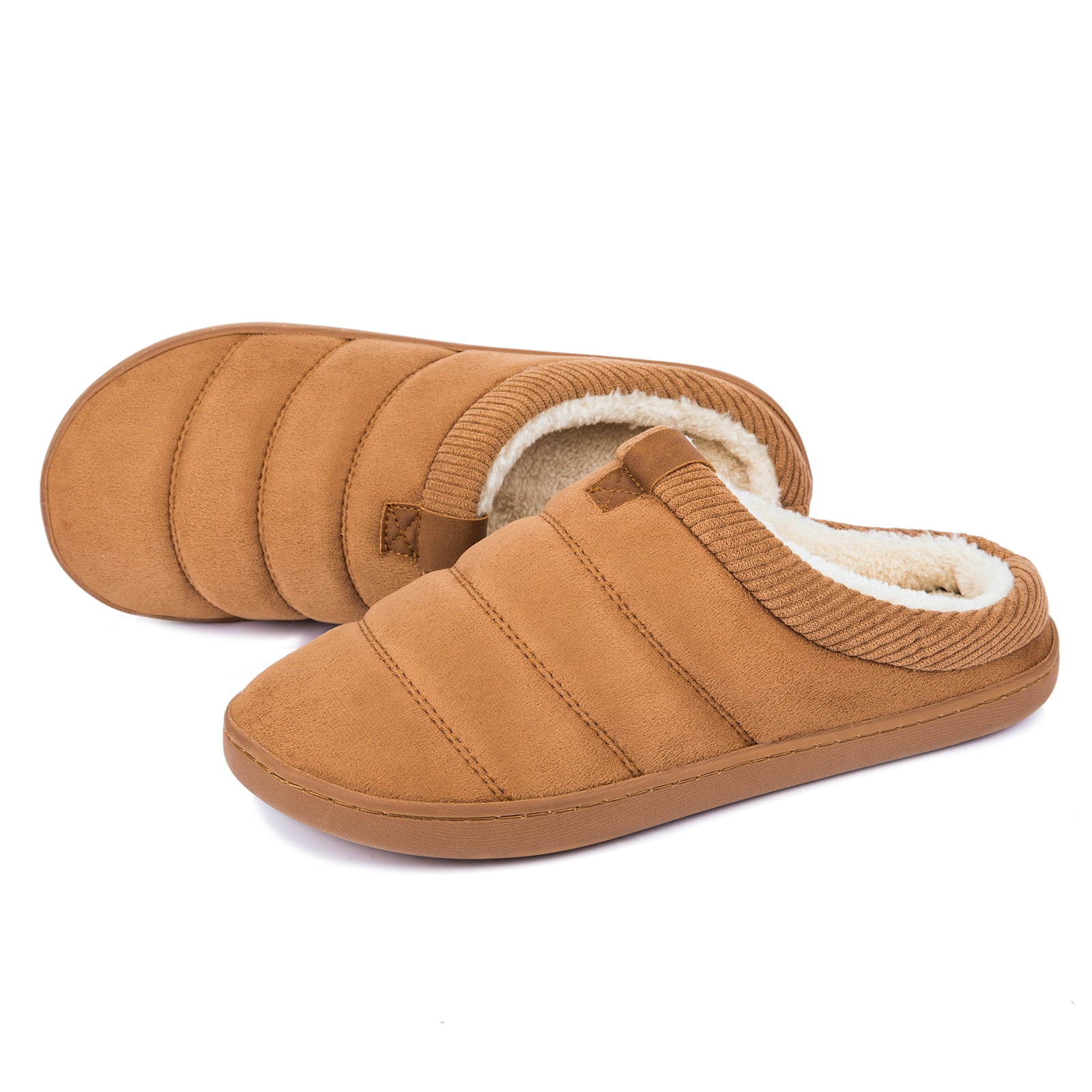 Needbo Men's Memory Foam Suede Slippers, Plush Shearling Lined, Indoor ...