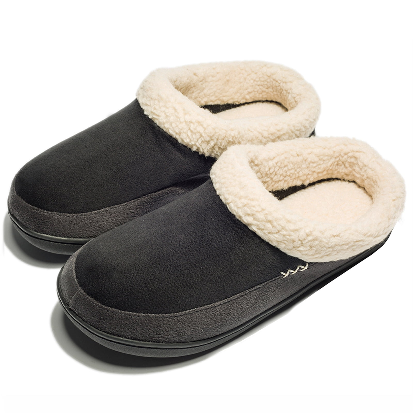 Needbo Men's Slippers Memory Foam Suede Plush Shearling Lined Warm ...