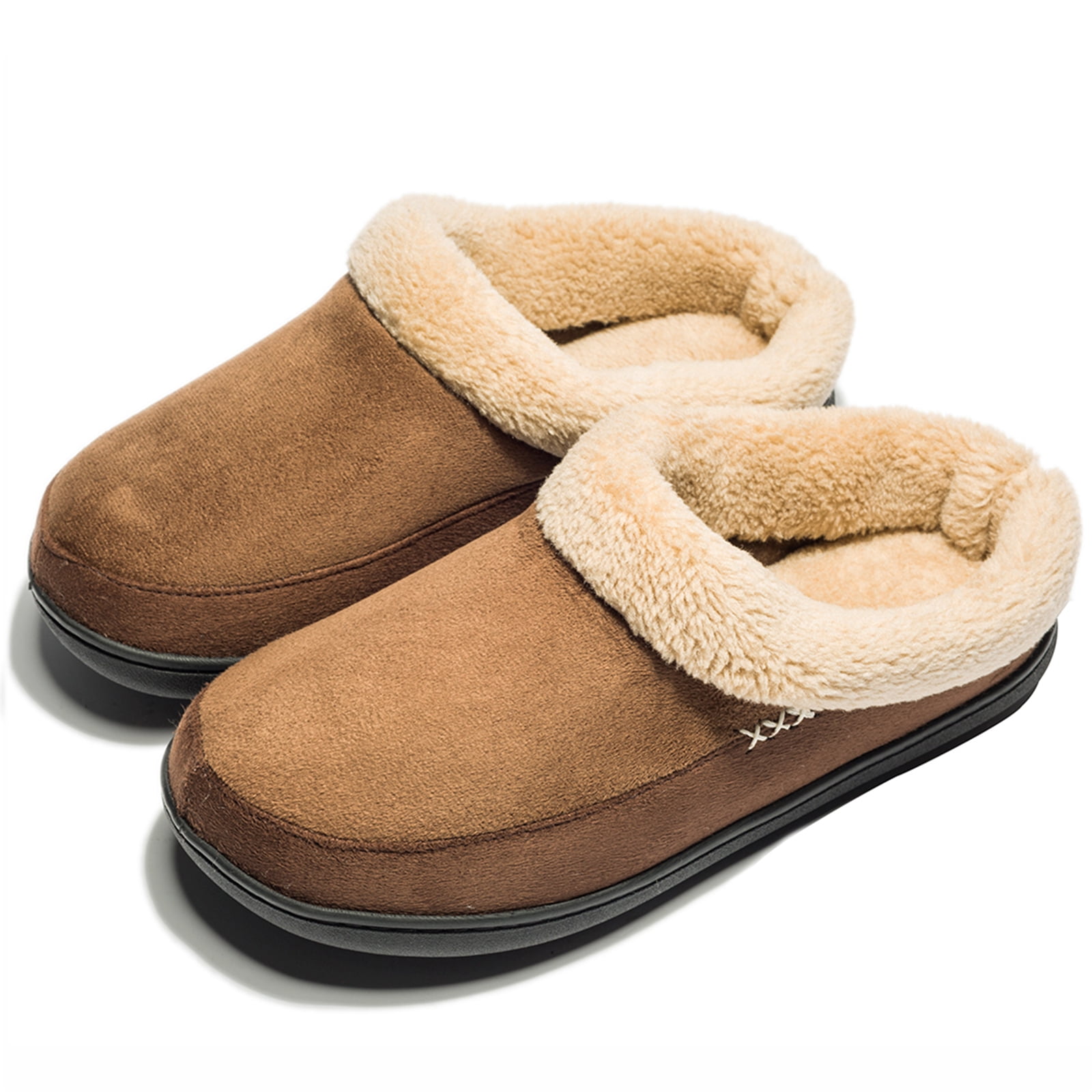 Needbo Men's Slippers Memory Foam Suede Plush Shearling Lined Warm ...