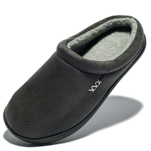 Needbo Men's Slippers Memory Foam Suede Plush Shearling Lined Warm ...