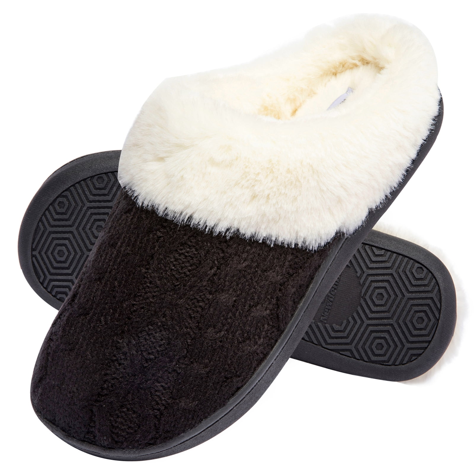 Needbo Women's Fuzzy Slippers Memory Foam House Outdoor Indoor Warm ...