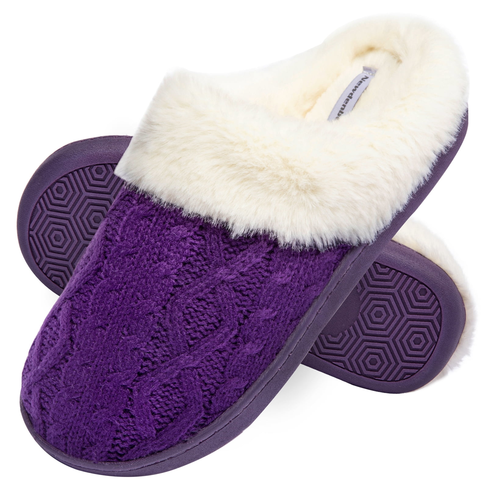 Needbo Women's Fuzzy Slippers Memory Foam House Outdoor Indoor Warm ...