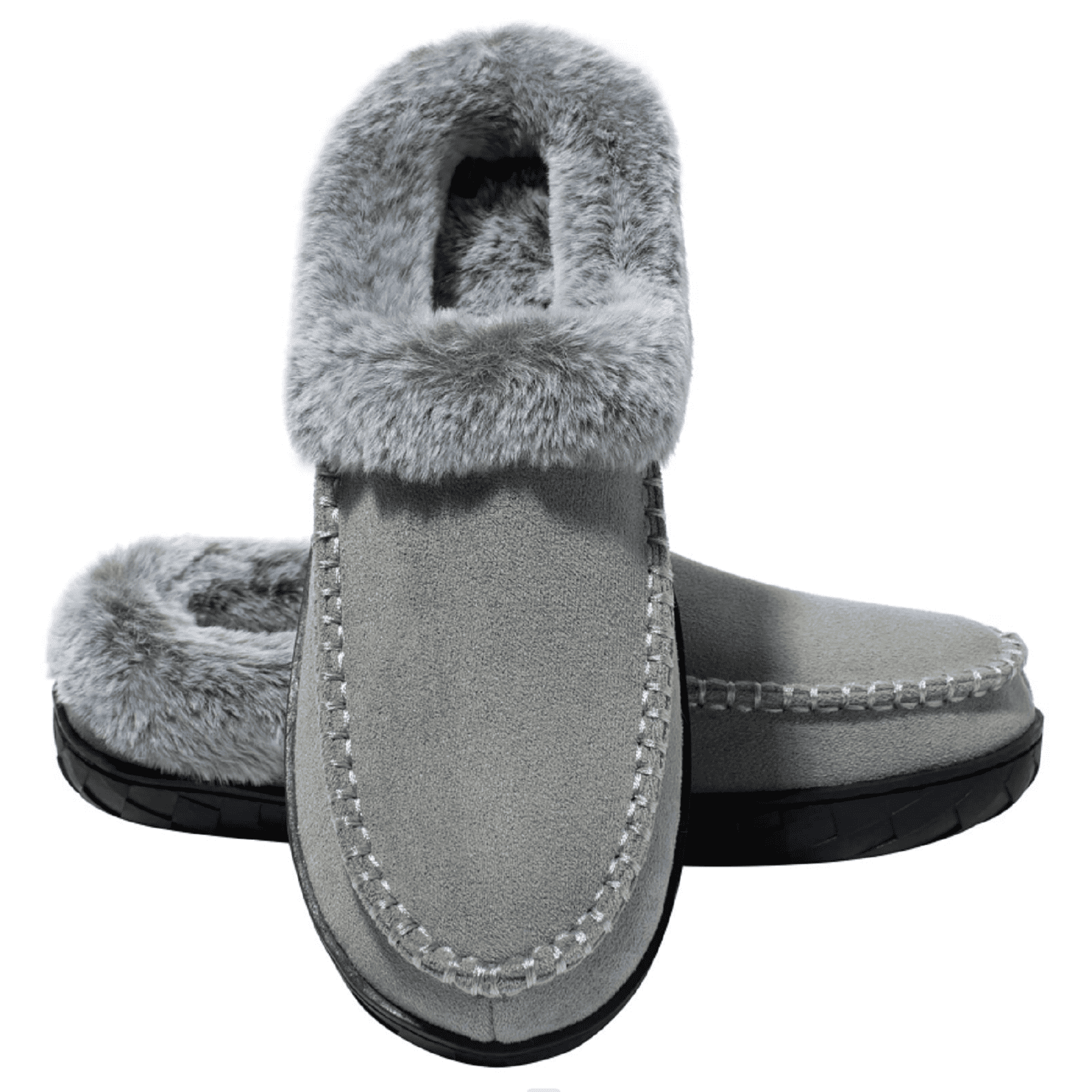 Needbo Women's Suede Moccasin Fuzzy Slippers Fleece Lined House Non ...