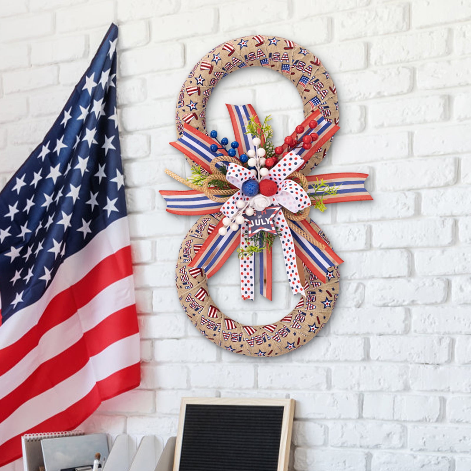 Needhep 2024 New Independence Day Double Wreath Hanging Commemorative ...