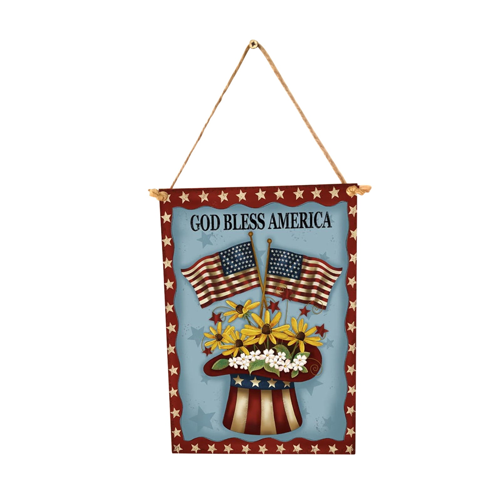 Needhep Independence Day Welcome Sign Vintage Wall Hanging Home Garden ...