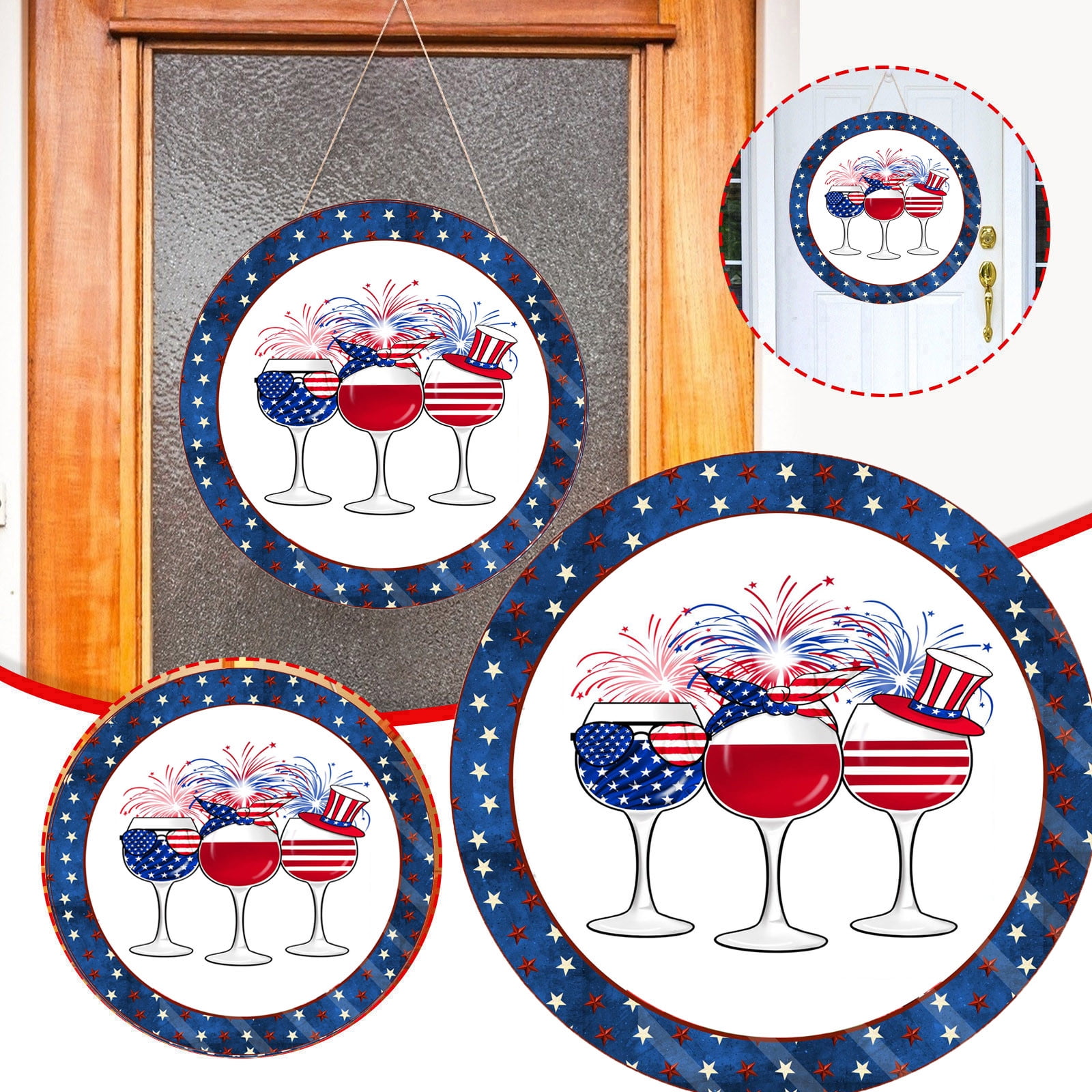 Needhep Independence Day Welcome Sign Vintage Wall Hanging Home Garden ...