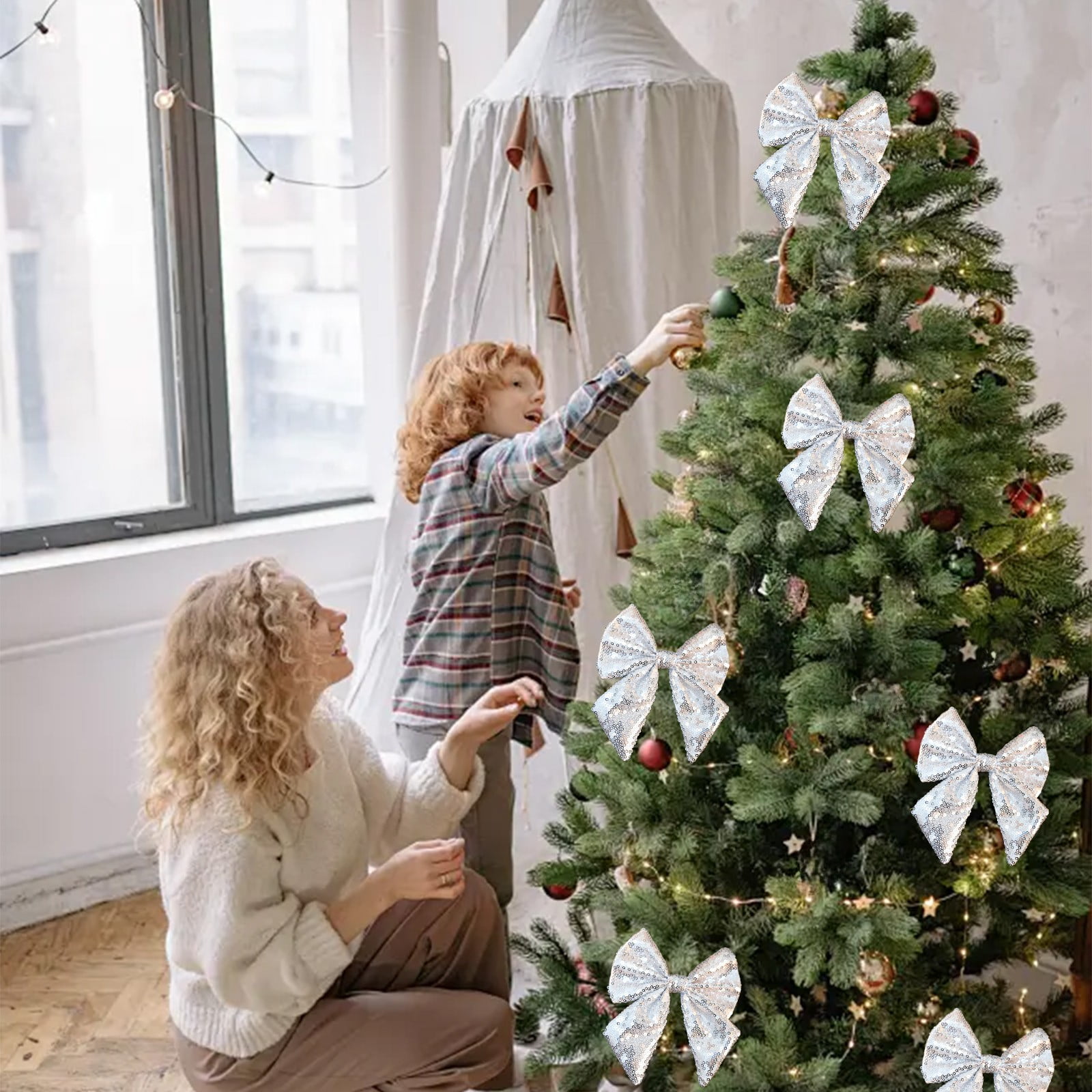 Needhep Large Christmas Bows For Wreath, Checkered Ribbon Bow, Bow ...