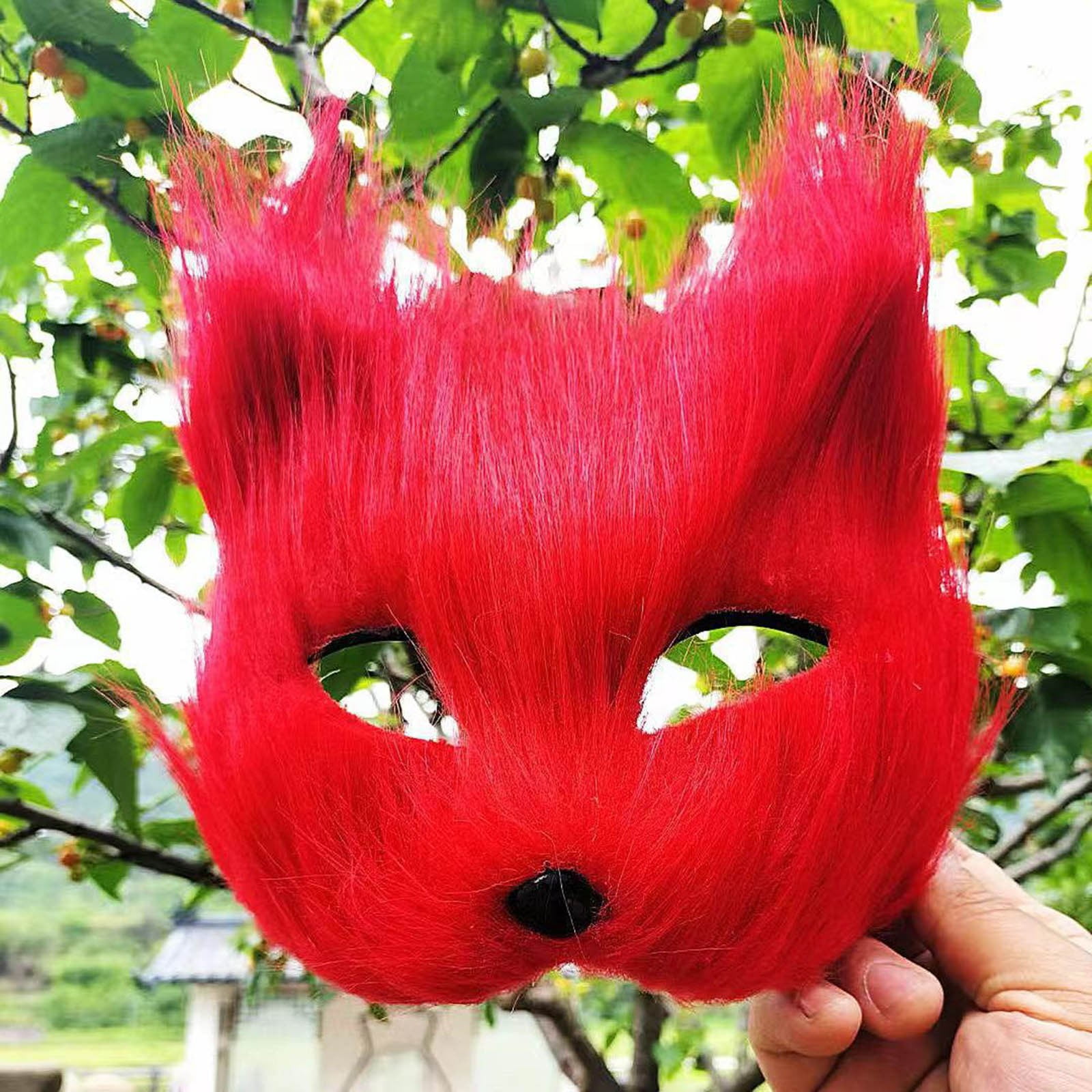 Needhep Mask Set Tail Cat Mask Furry Mask ＆ 27 * 20 * 4cm Long Fox Tail ...