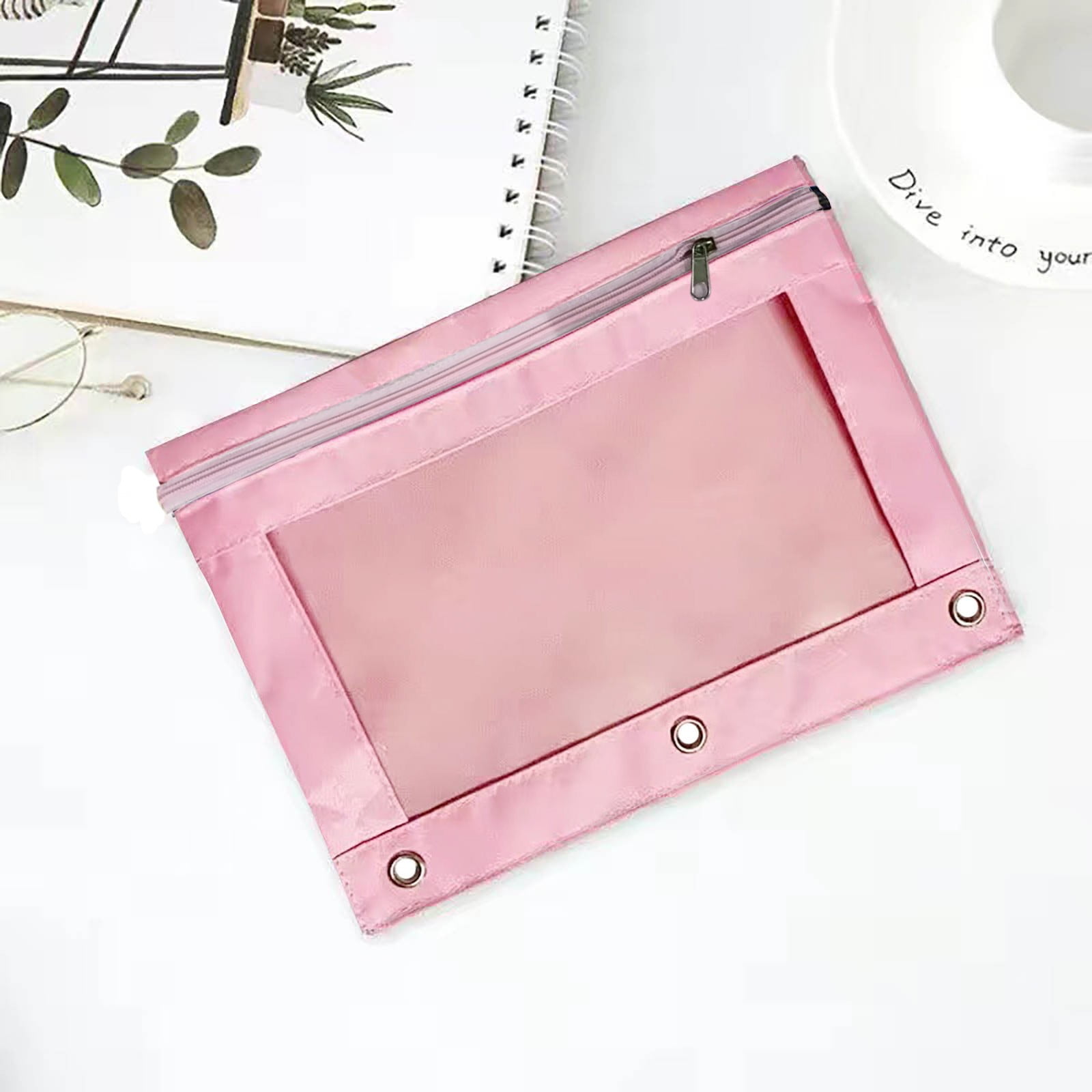 Needhep Pencil Pouch for 3 Ring Binder, Binder Pencil Case with Smooth Zipper, Clear Window ...