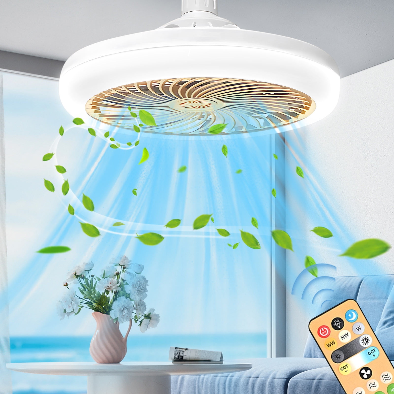 Needhep Smart Enclosed Low Fan Light Ceiling LightSmart Modern Ceiling ...
