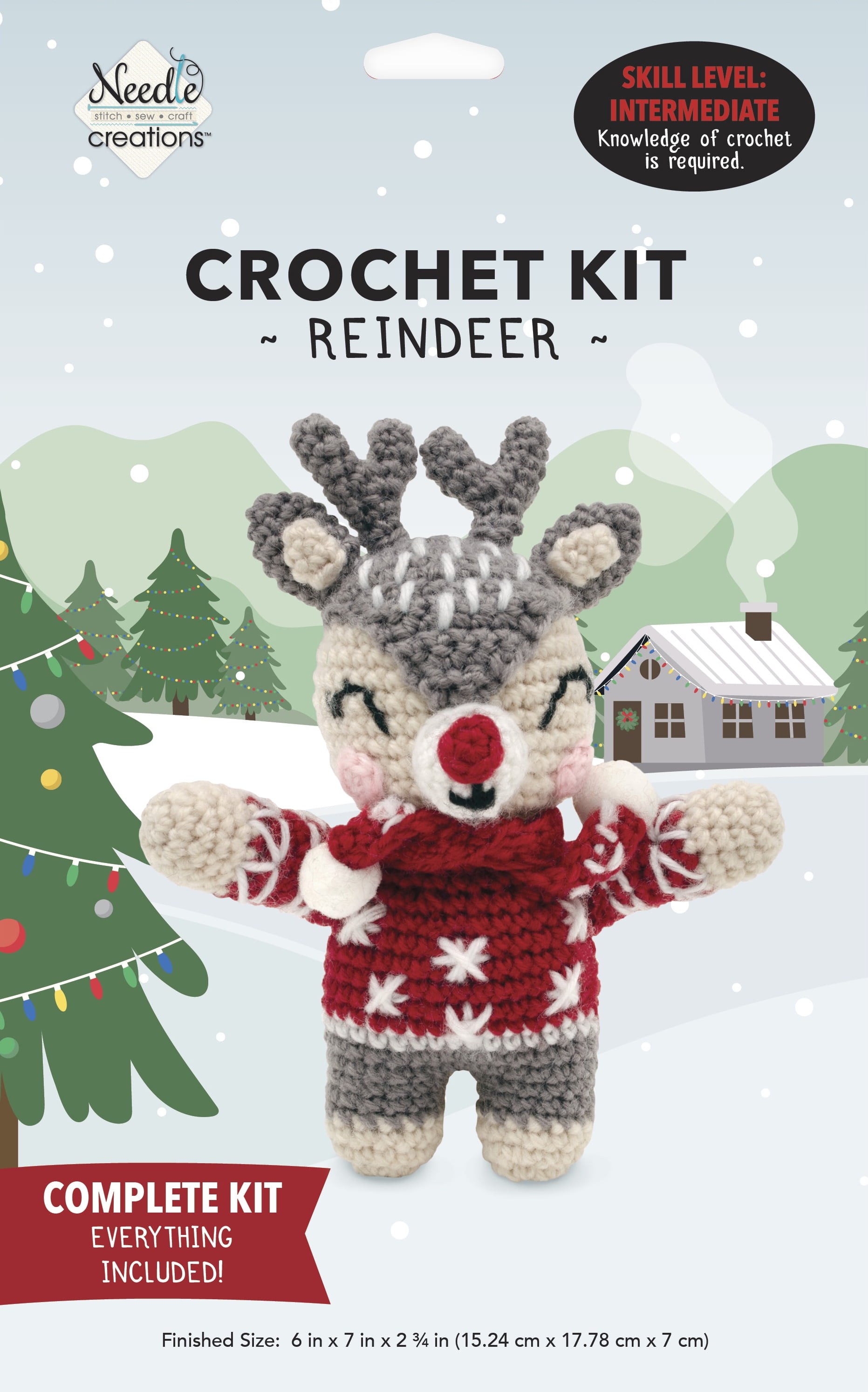 Needle Creations Holiday Crochet Kit Reindeer, Grey 1 piece - Walmart.com