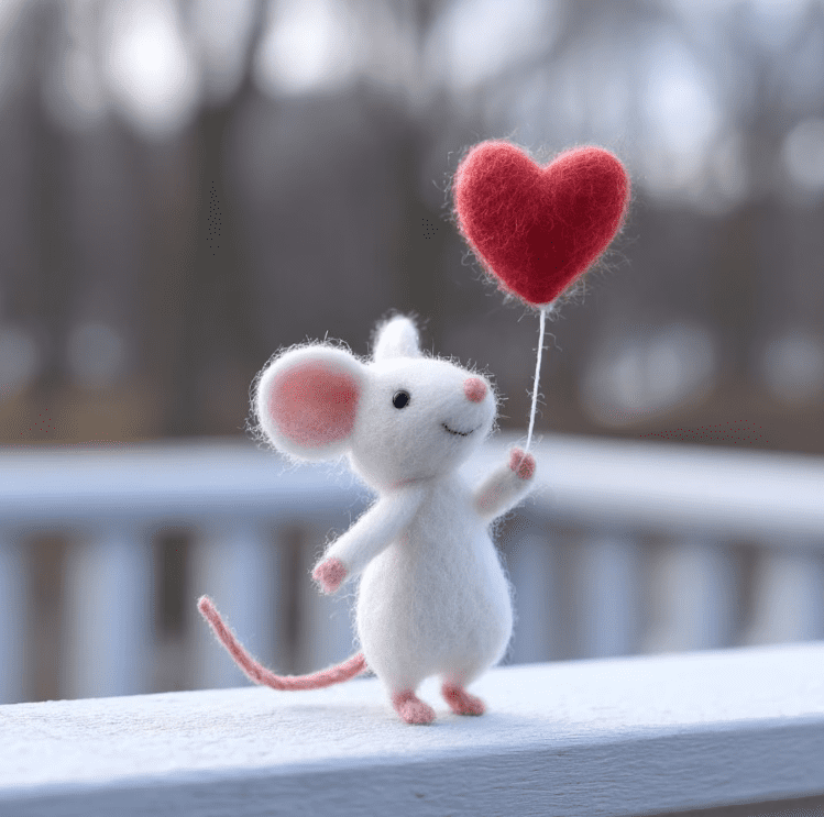 Needle Felted Mouse Christmas Ornament, Wool Figurine,Charming Handmade ...