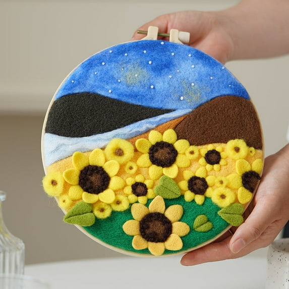 Needle Felting Kit - Golden Sunflower Fields. Wizardi DIY Wool Craft ...