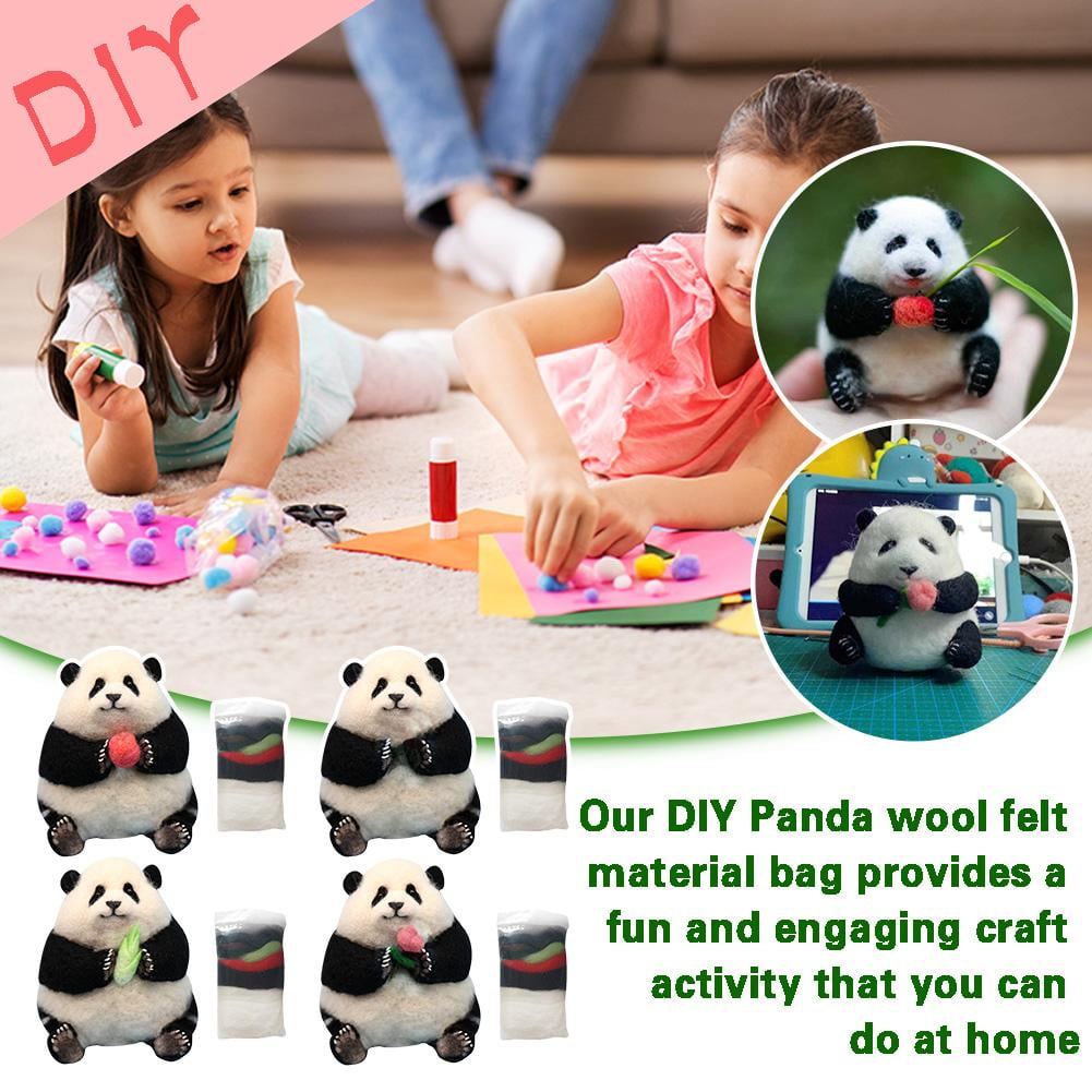 Needle Felting Kit Panda Needle Felt For Beginners Felt Set Animals DIY ...