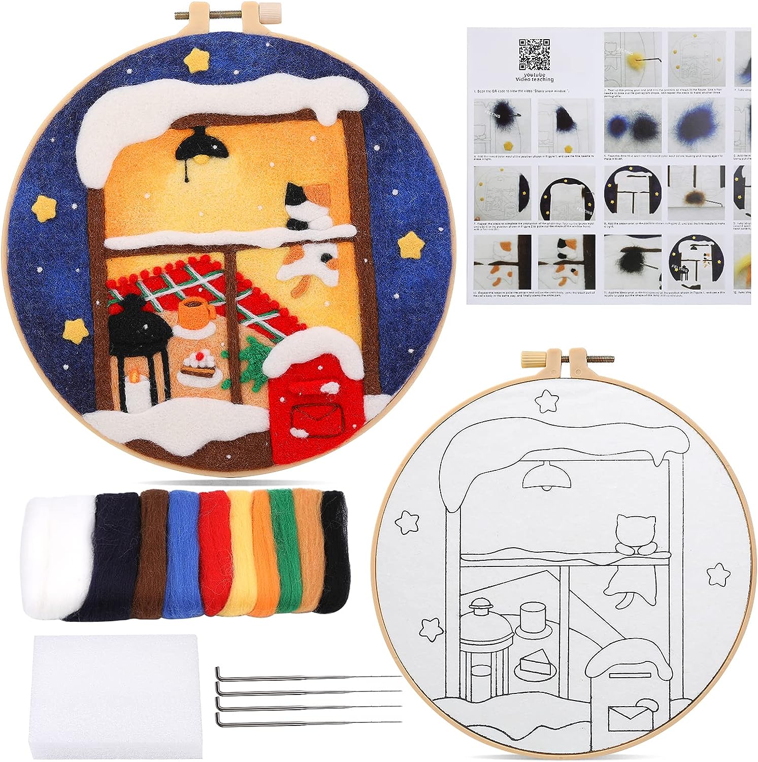 Needle Felting Kit Starter Set Needle Felt Supplies for Beginners with ...