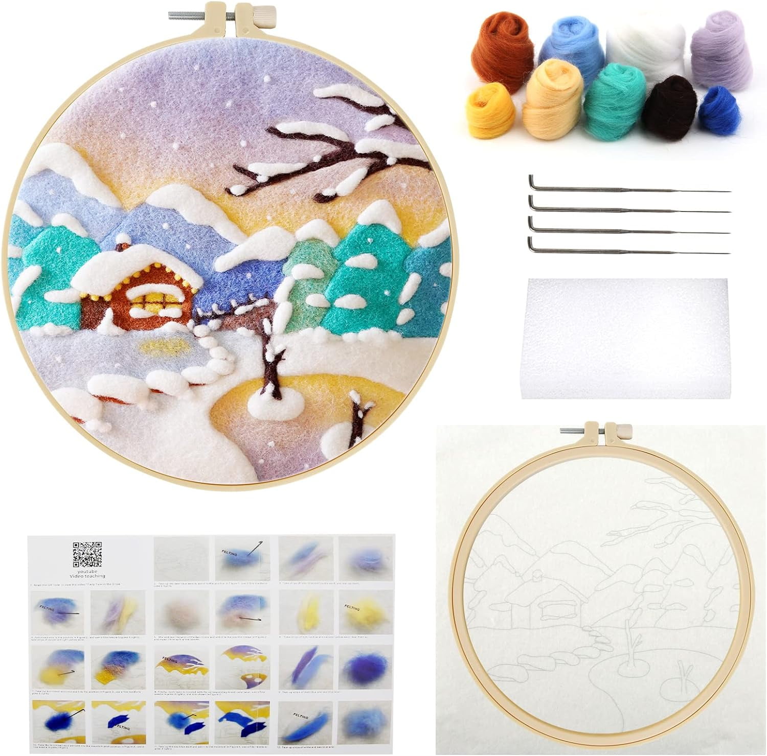 Needle Felting Kit Starter Set Needle Felt Supplies for Beginners with ...