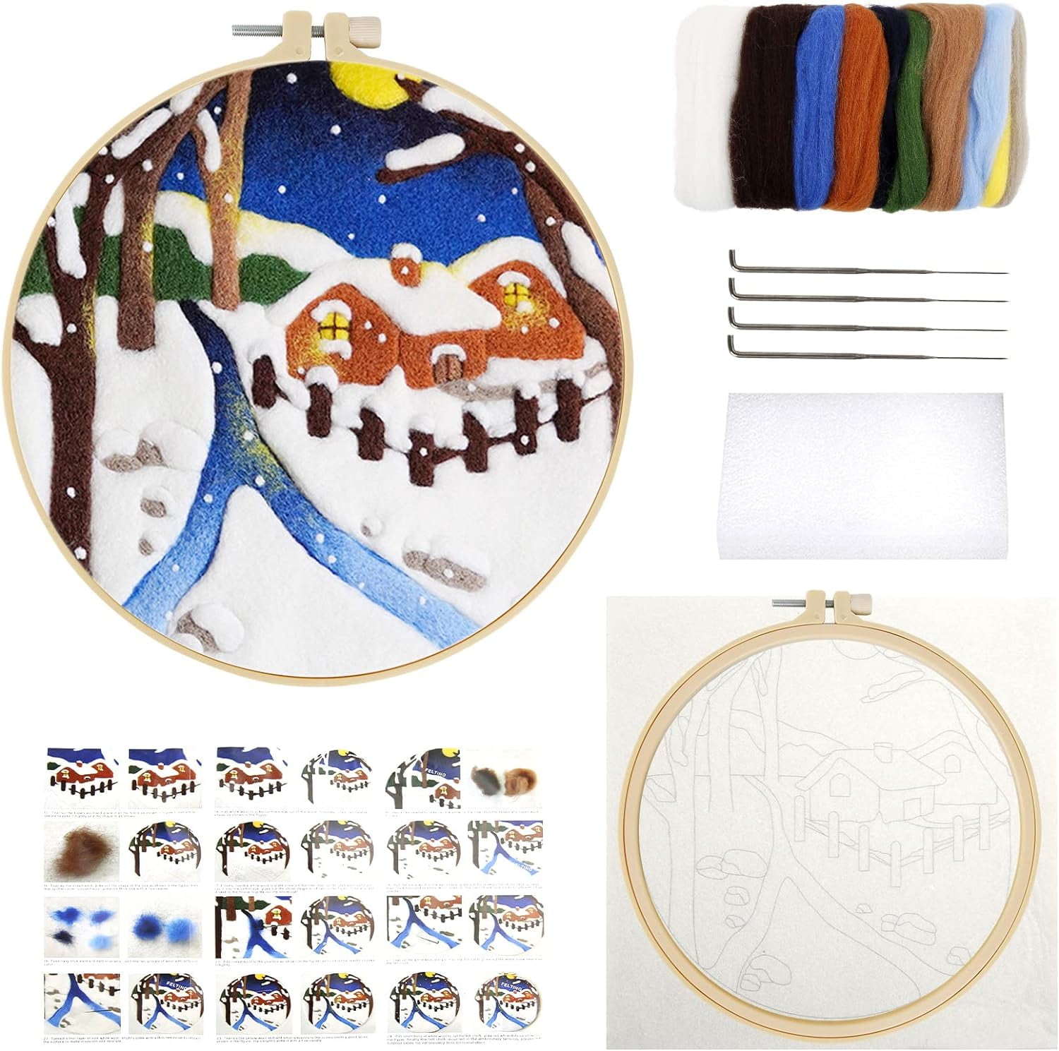 Needle Felting Kit Starter Set Needle Felt Supplies for Beginners with ...