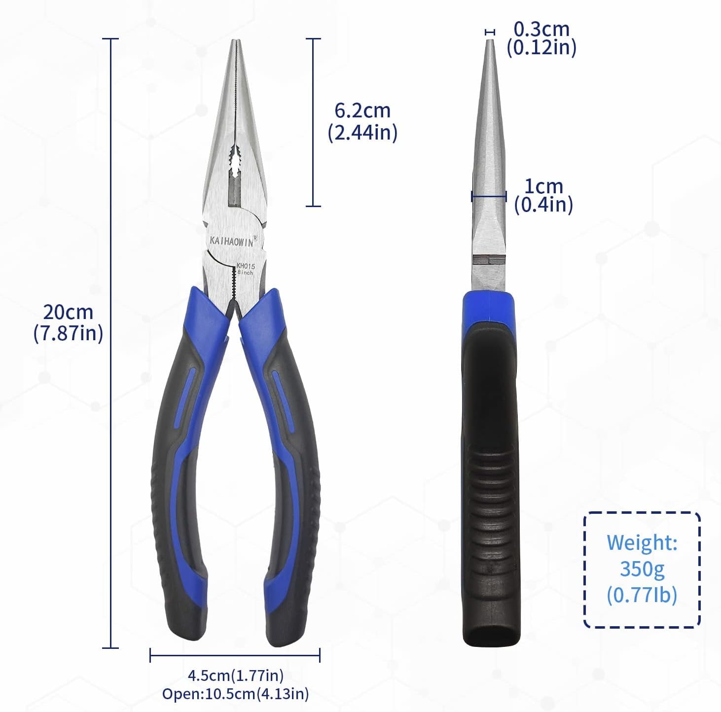 Needle Nose Pliers- 8" Spring Loaded Pliers Long Nose Pliers with Wire ...