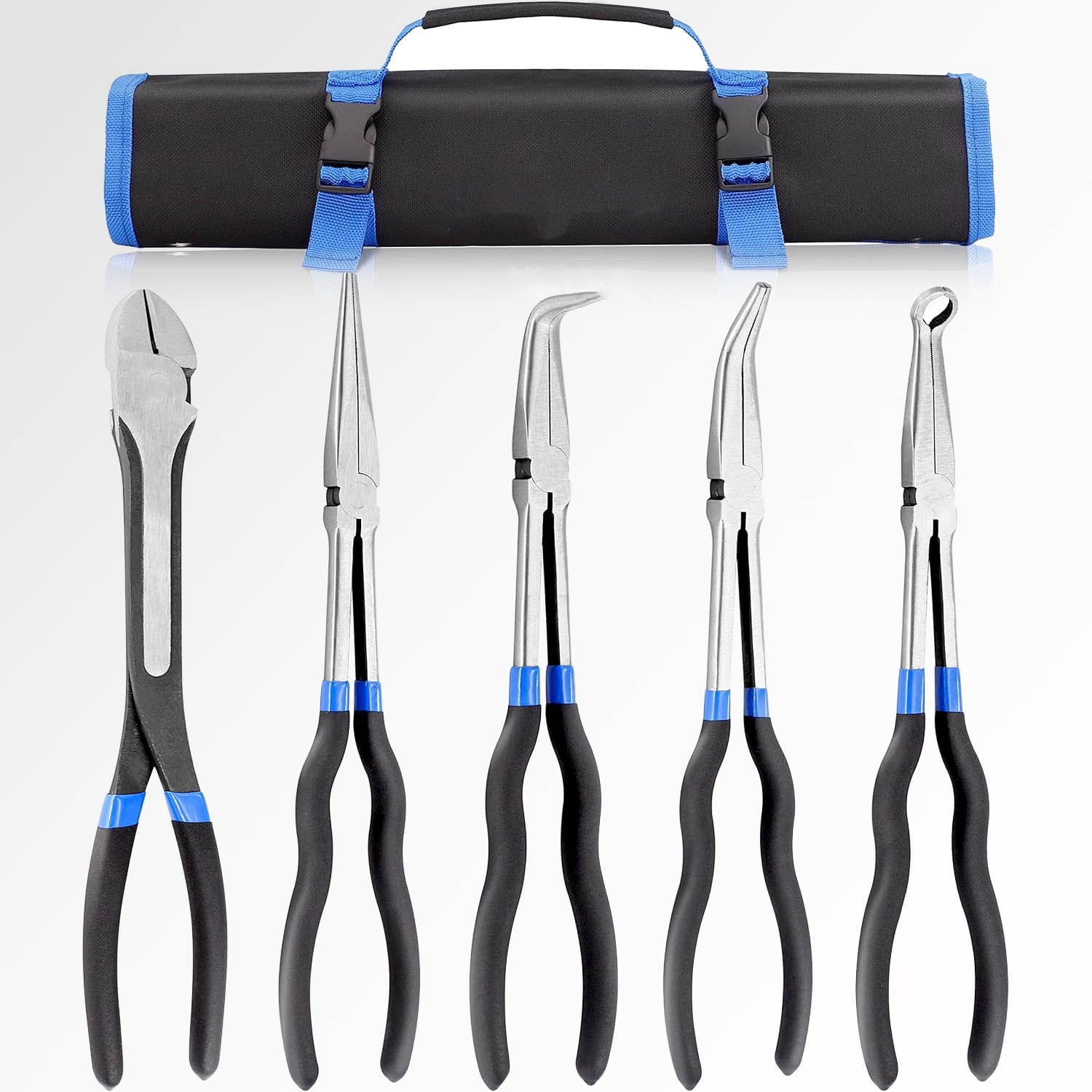 Needle Nose Pliers Set, Extra Long Reach Pliers, Bent Needle Nose ...