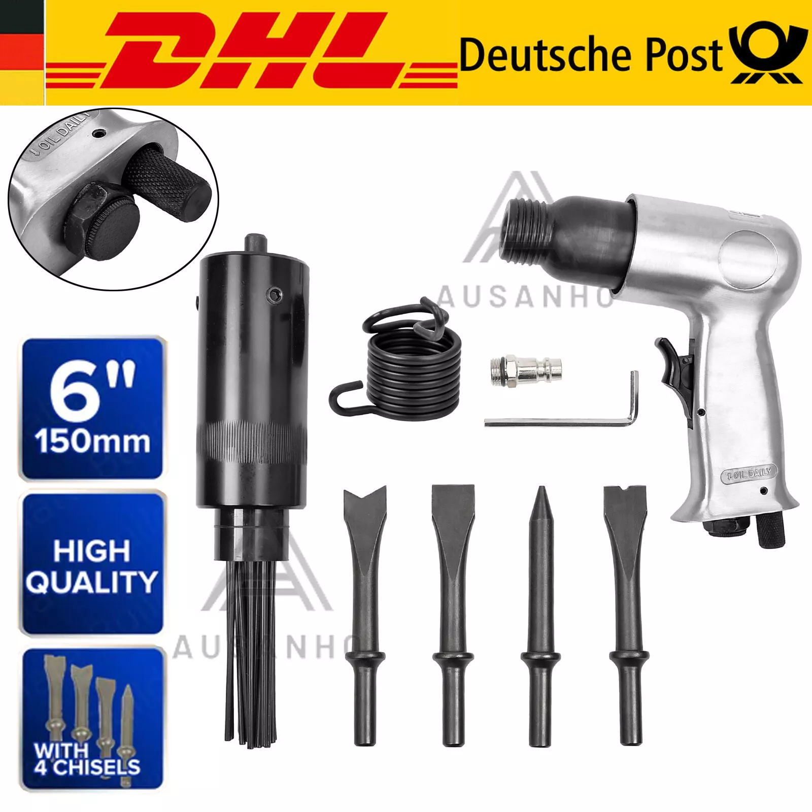 Needle Scale + Pneumatic Chisel Hammer Pneumatic Hammer 6-Piece Quick ...