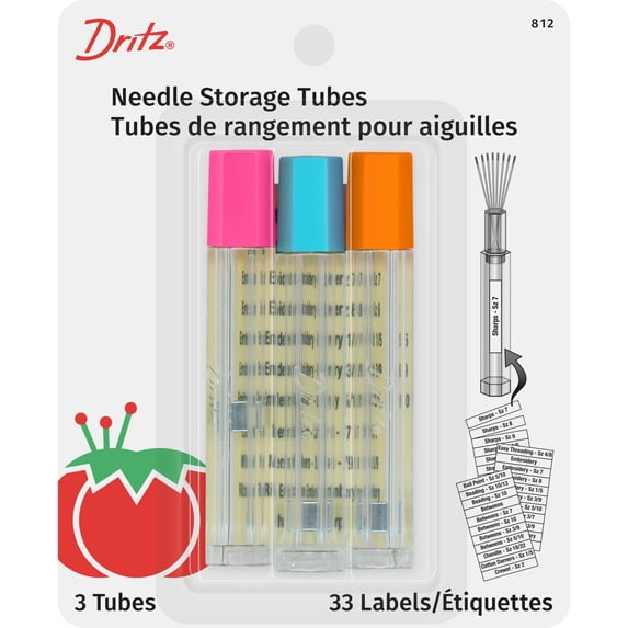 Dritz Needle Storage Tubes for Up To 2-1/4" Needles, 3 Tubes & 33 ...