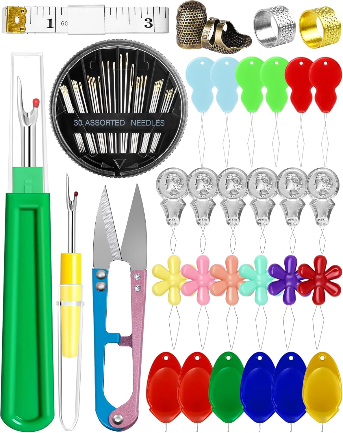Needle Threaders Kit, 24 PCS Needle Threader for Hand Sewing, Needles ...