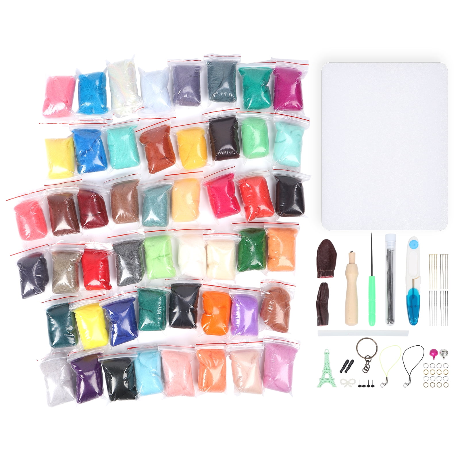Needle Wool Felt Kit 50 Colors 5g Felting Supplies Tools for DIY Hand ...