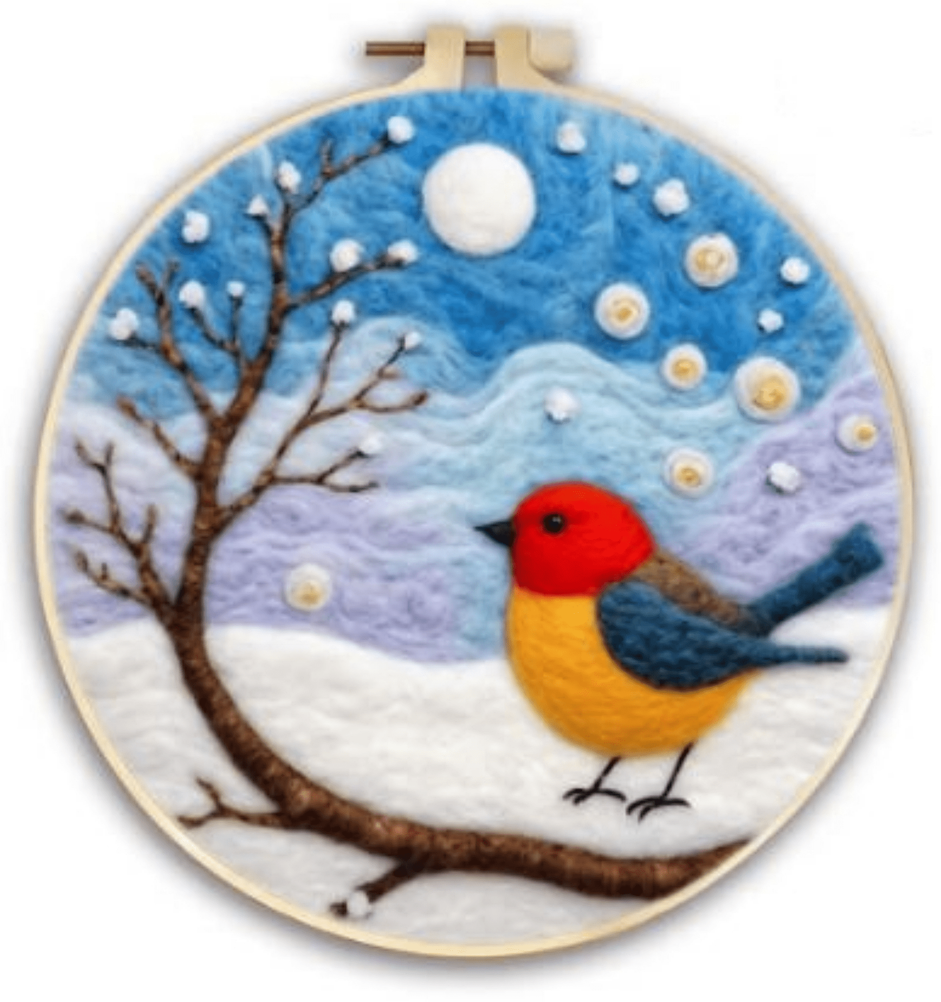 Needle Wool Felting Kit for Beginner Winter Bird (8" with Frame ...
