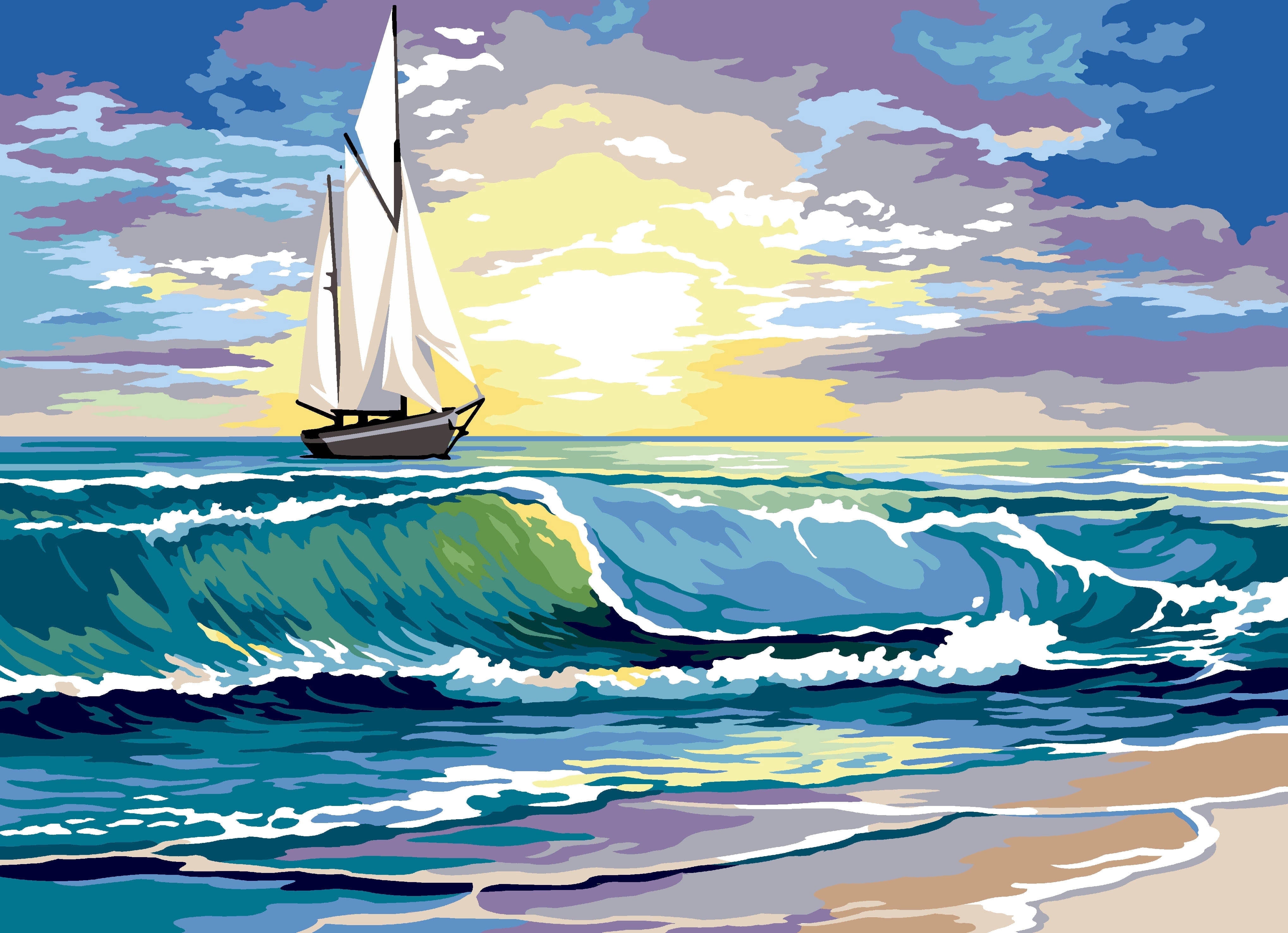 Needlepoint canvas for halfstitch without yarn Beyond the Wave SE929 ...