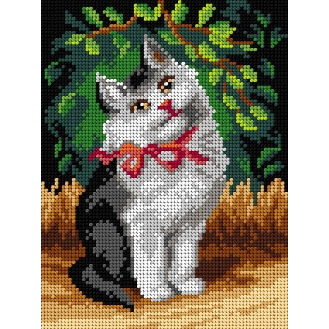 Needlepoint canvas for halfstitch without yarn after Sophie Sperlich - A Cat with Ribbon 3104F ...