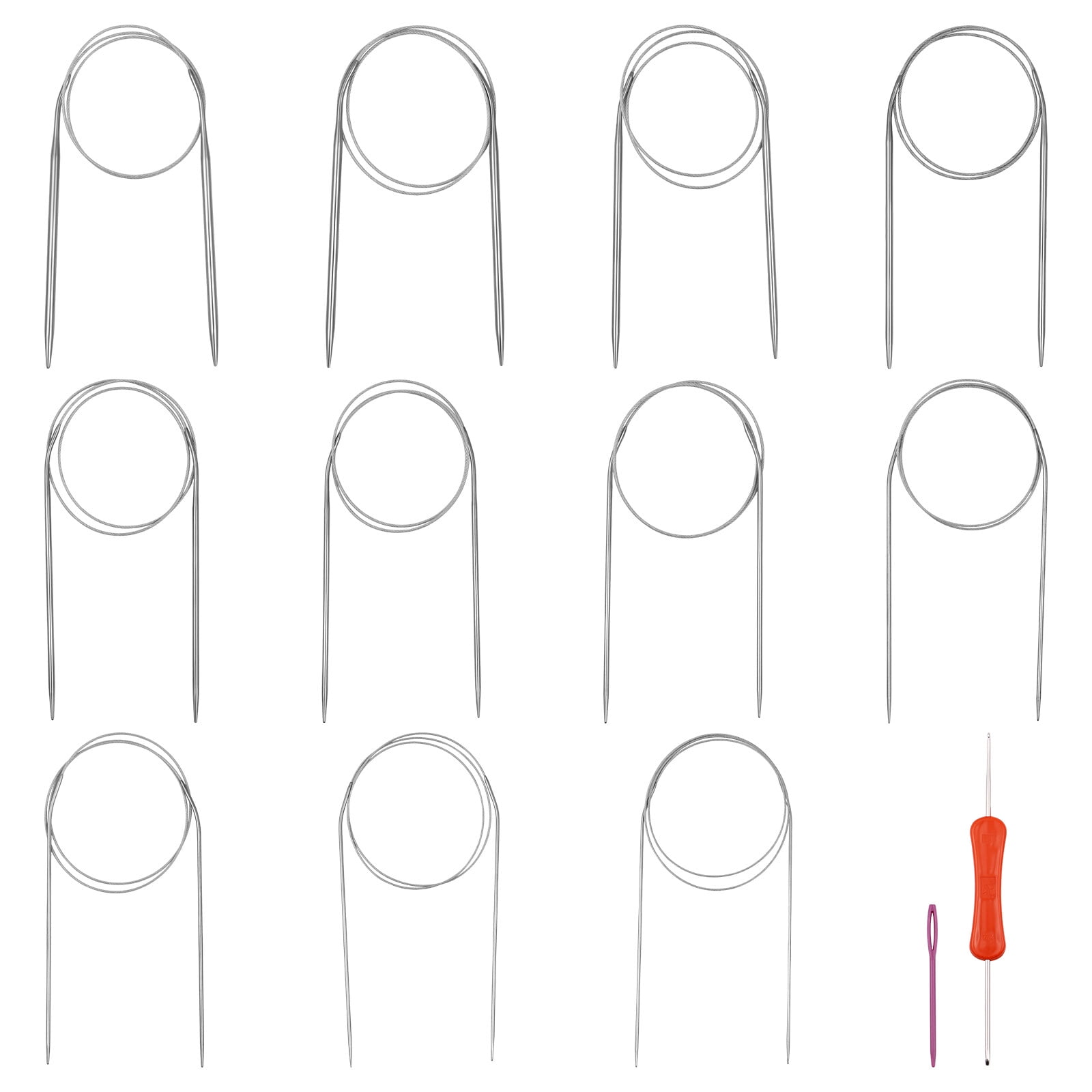 Needles Knitting Circular Crochet Needle Stainless Steel Set Metal Lace ...