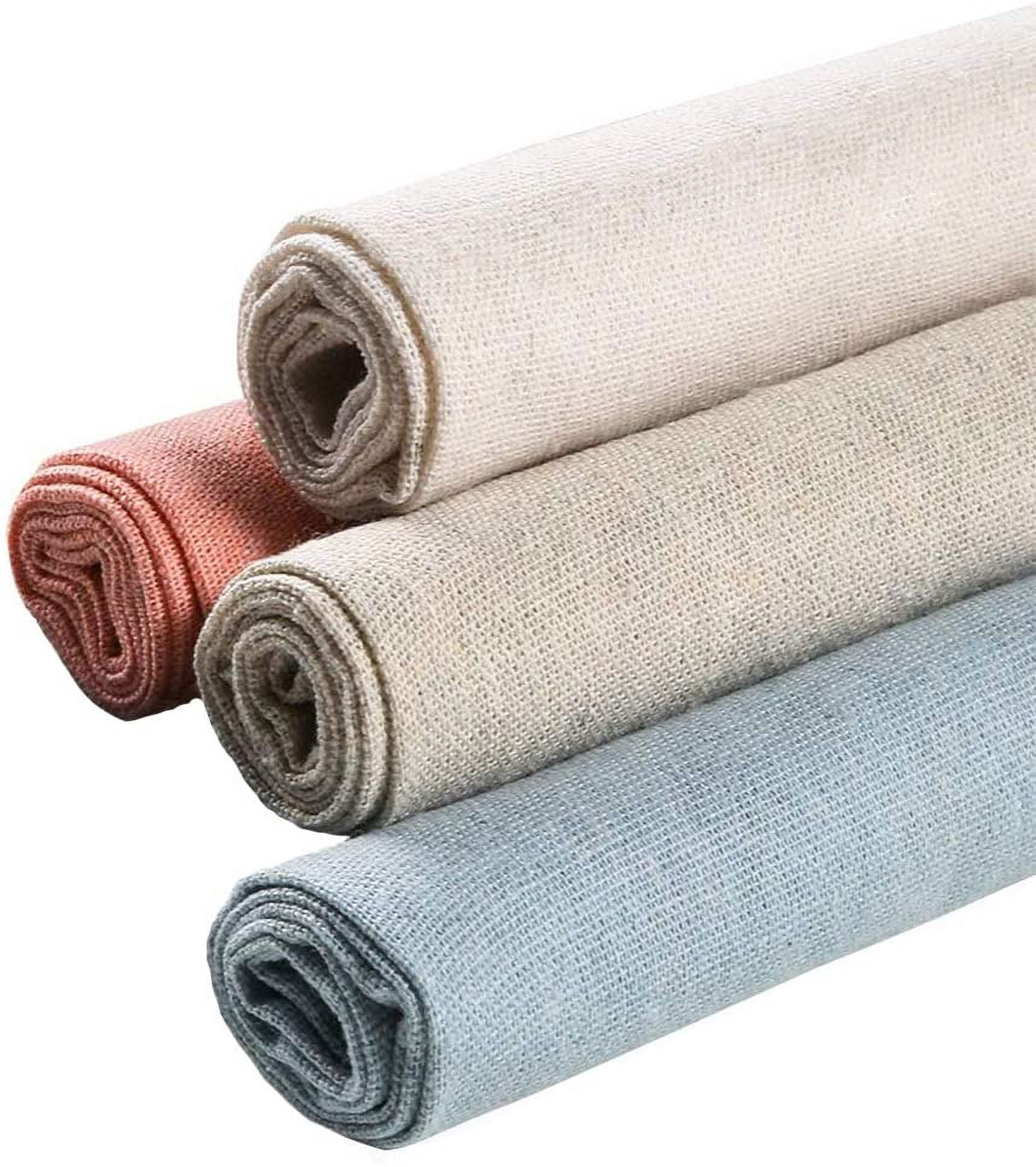 Needlework Fabric, 4Pcs 4 Colors Natural Linen Fabric Solid Colored ...