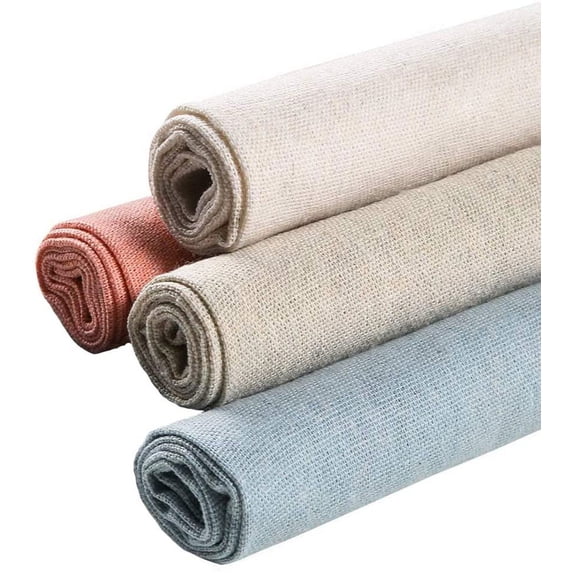 Needlework Fabric, 4Pcs 4 Colors Natural Linen Fabric Solid Colored ...