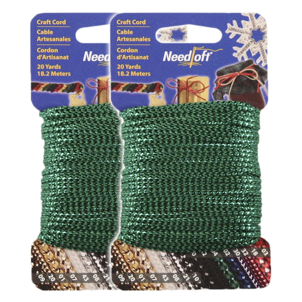 Needloft Craft Cord - #04 Metallic Green - 2 Pack (2x20yds) = 40 Yards ...