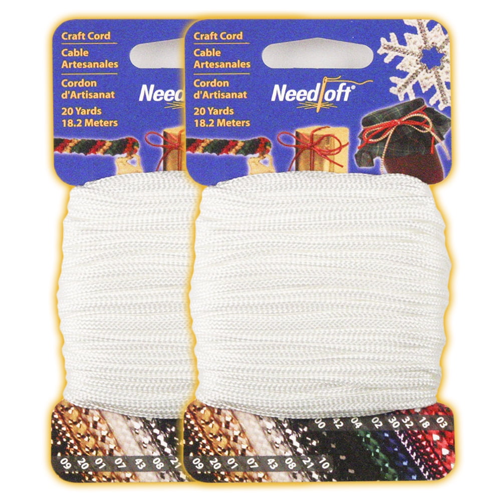 Needloft Craft Cord - #43 Solid White - 2 Pack (2x20yds) = 40 Yards ...