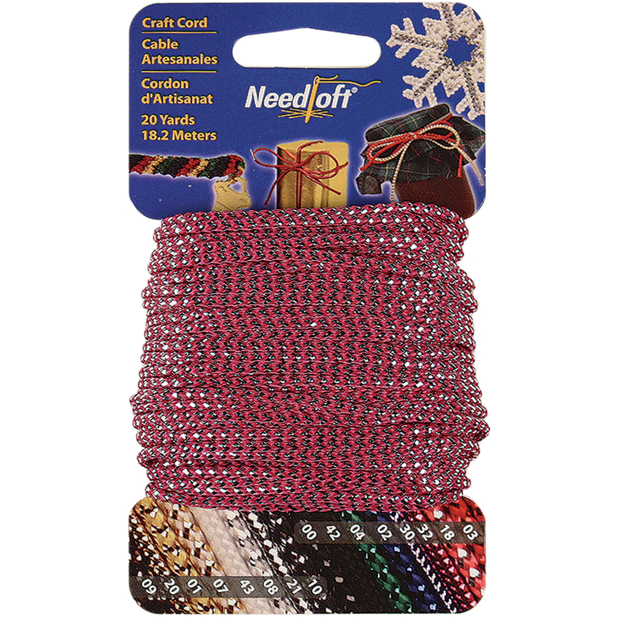 Needloft Novelty Craft Cord 20yd-Metallic Pink & Silver, Pk 6, Cottage ...