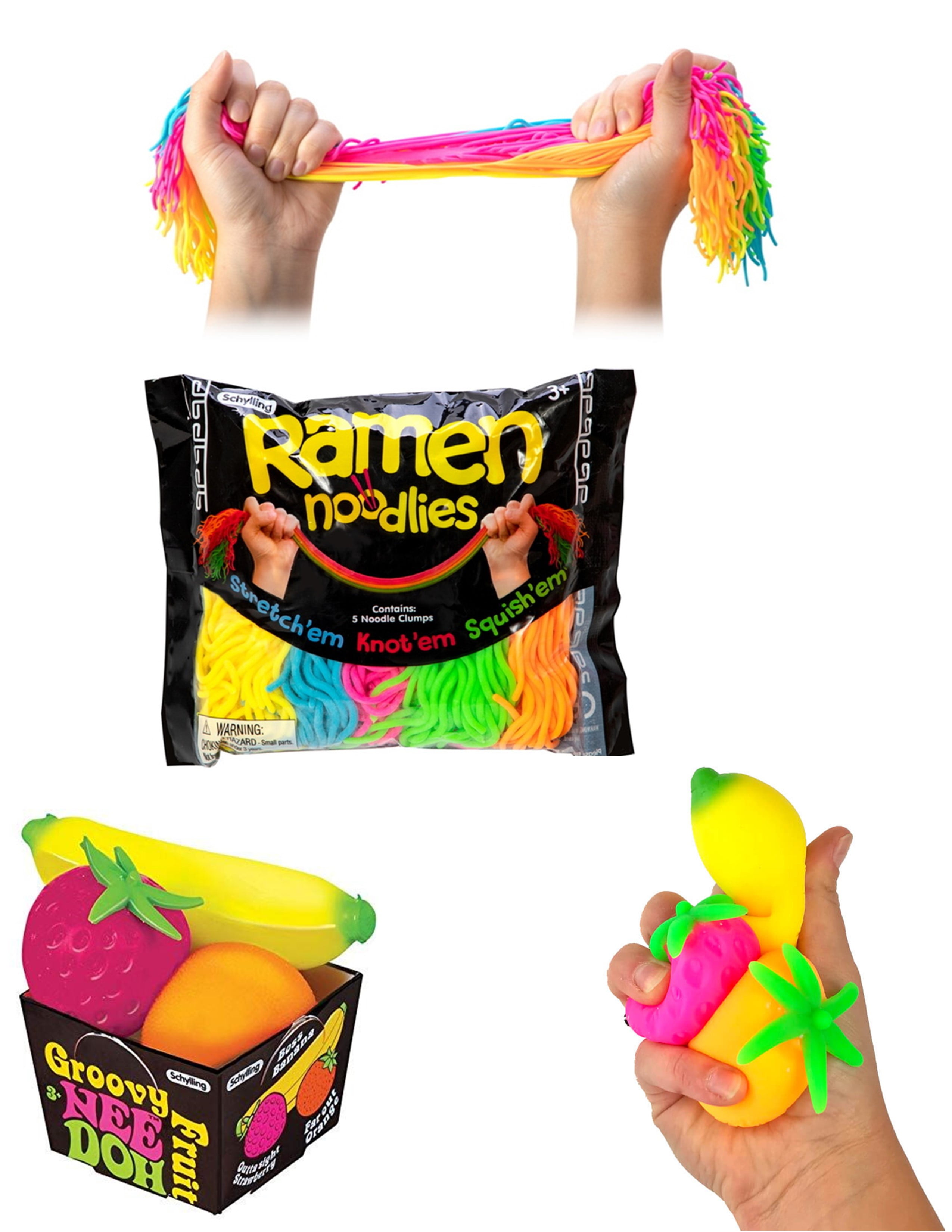 Needoh Soft Stress Reliever and Fidget Toy Set Ramen Noodlies Groovy ...