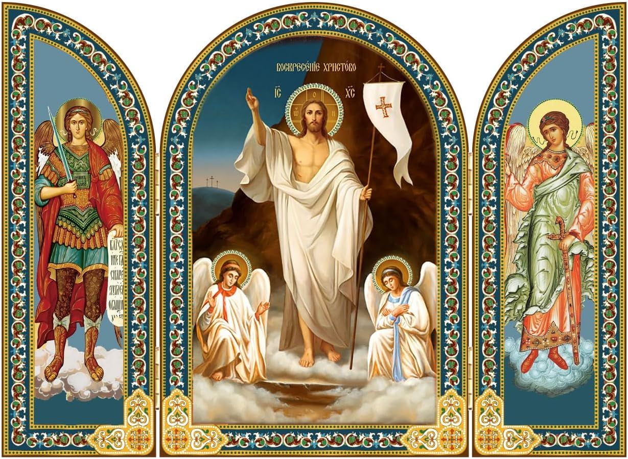 Needzo Catholic Orthodox Wooden Resurrection of Christ Jesus Triptych ...