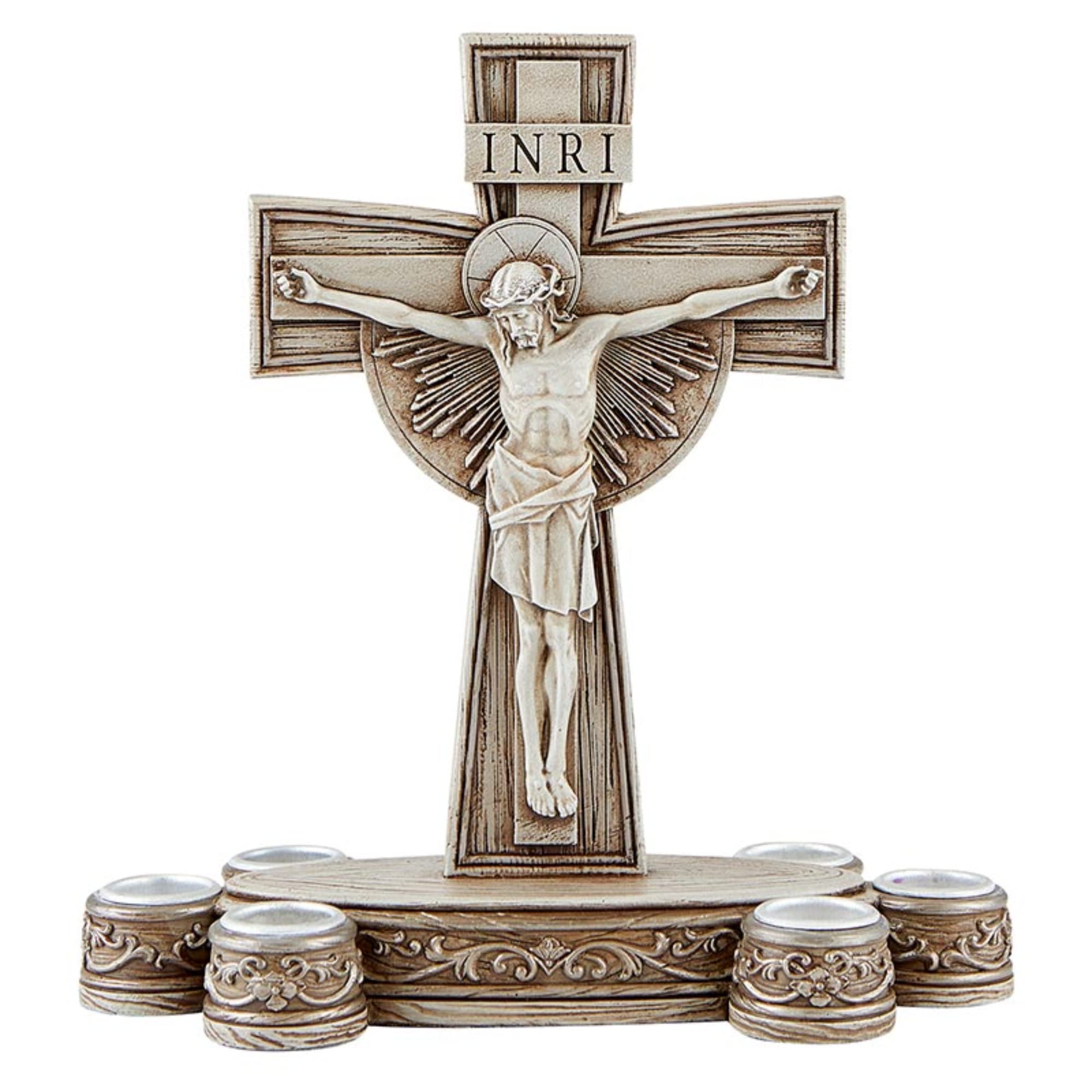 Needzo Crucifix Lenten Candleholder, Religious Home Decor, Resin Christ ...