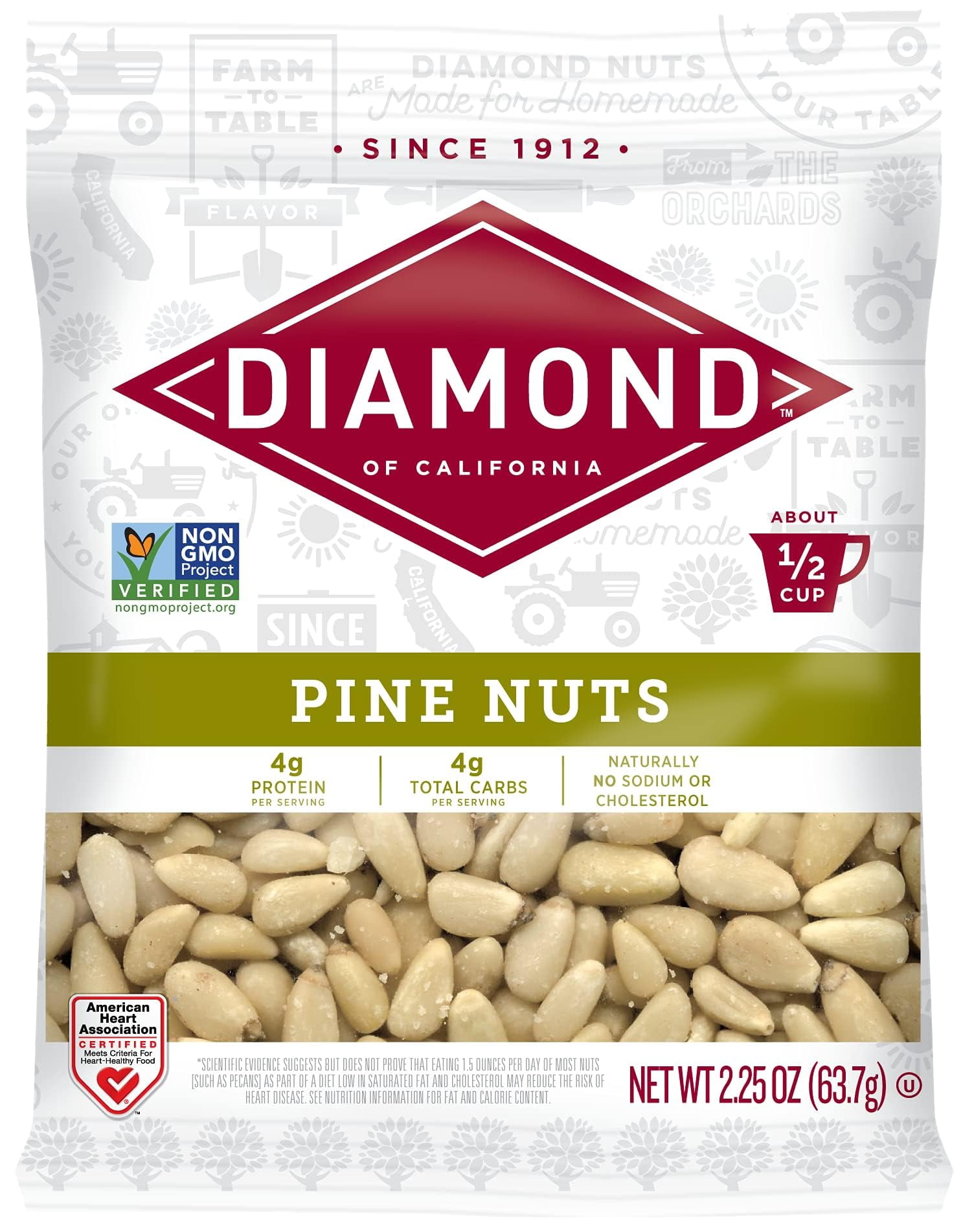 Diamond of CaliforniaTRDN Shelled Pine Nuts, Raw Unsalted Pine Nuts for ...