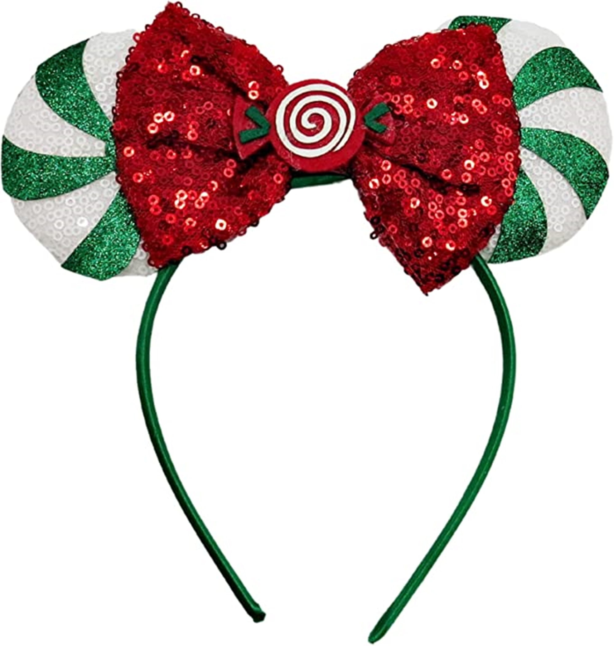 Holiday Green Candy Cane Mouse Ears Headband, Christmas Party Headbands ...