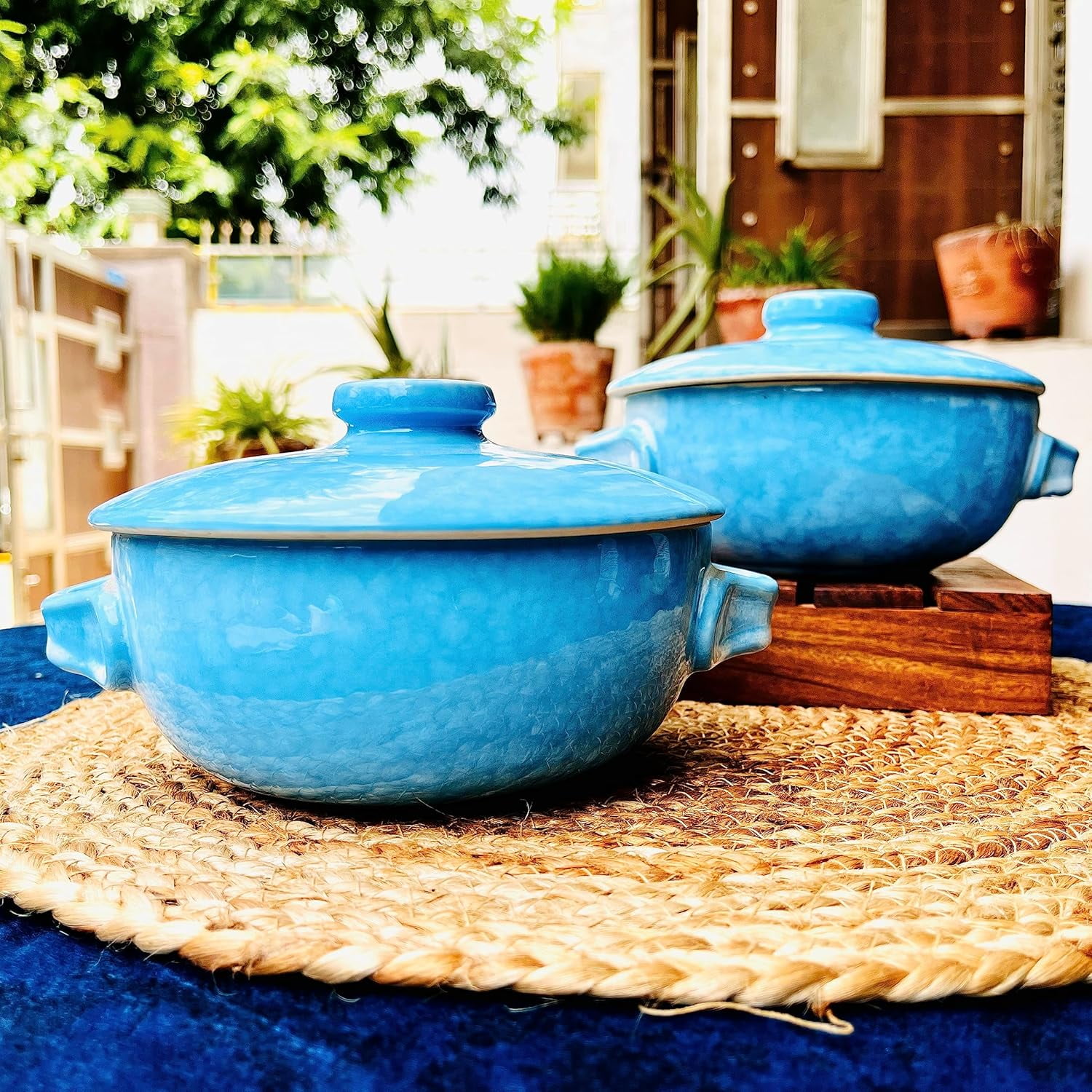 Neelam Ceramic Serving Donga With Lid Set Of 2 Pieces - 800ml Each ...