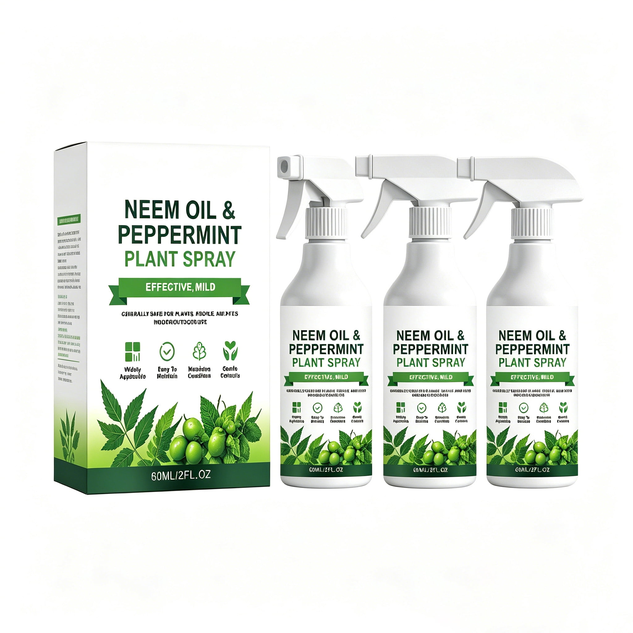 Neem Oil, Peppermint Plants Spray, 60ml for Natural Leaf Cleaning and ...