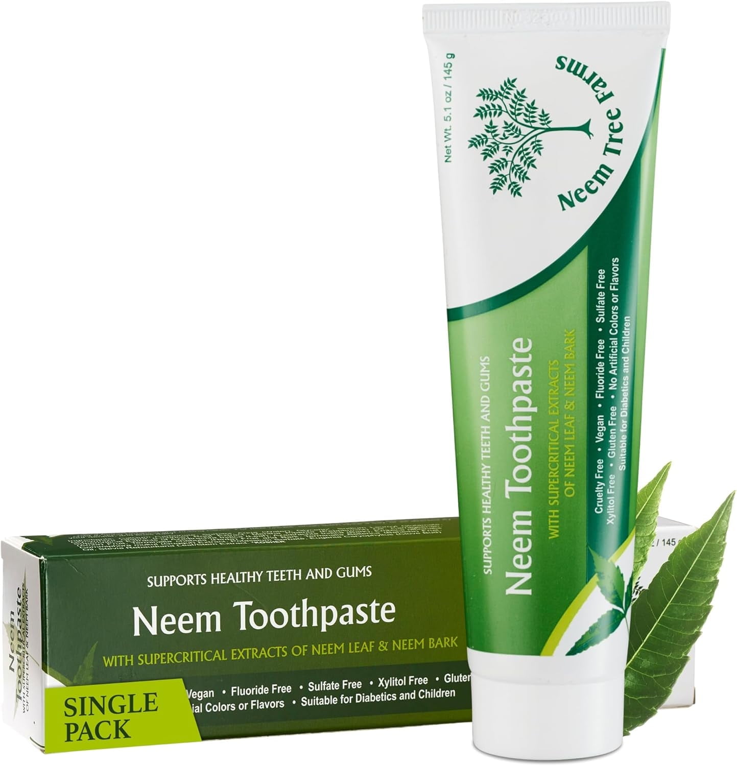 Neem Tree Farms Neem Toothpaste for Adult & Children, Fluoride Free ...