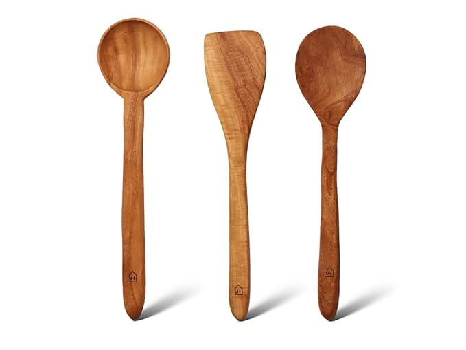 Neem Wood Spoon, Compact Flip, Spatula/Ladle for Cooking Dosa | Set of ...