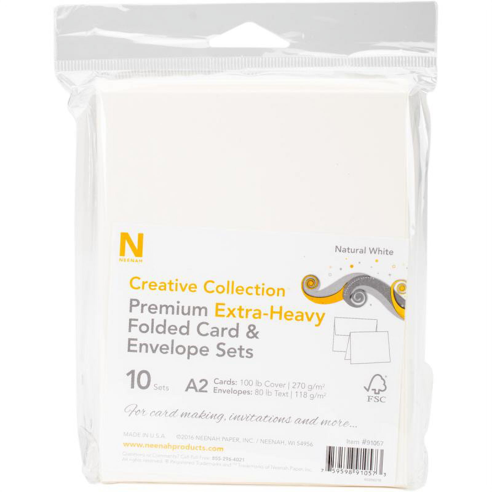 Neenah A2 Heavy Weight Cards/Evelopes 10/Pkg-Natural White, Pk 3 ...